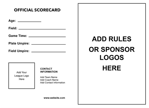 Umpire Cards - 5.5"x 4" - Printed on Cardstock | Personalized Lineup Cards